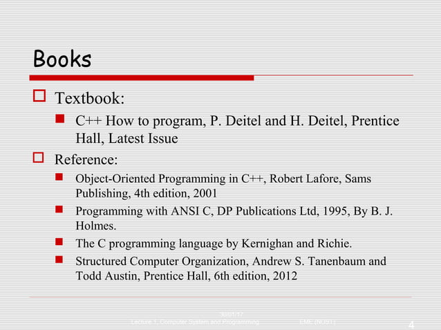 Fundamentals Of Computer System And Programming Ec 105 Ppt