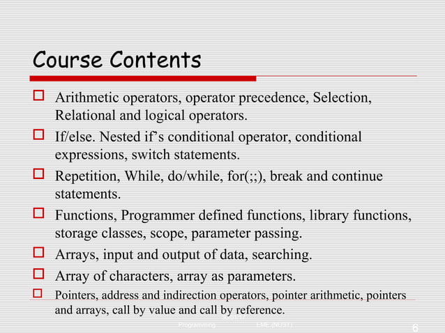 Fundamentals of computer system and Programming EC-105 | PPT