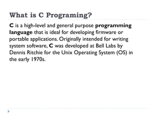Lecture 1- History of C Programming | PPT