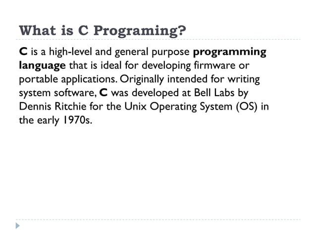 Lecture 1- History of C Programming | PPT | Programming Languages | Computing