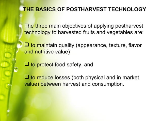 Lecture 1: Importance of Postharvest Technology | PPT