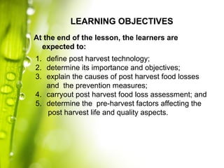 Lecture 1: Importance of Postharvest Technology | PPT