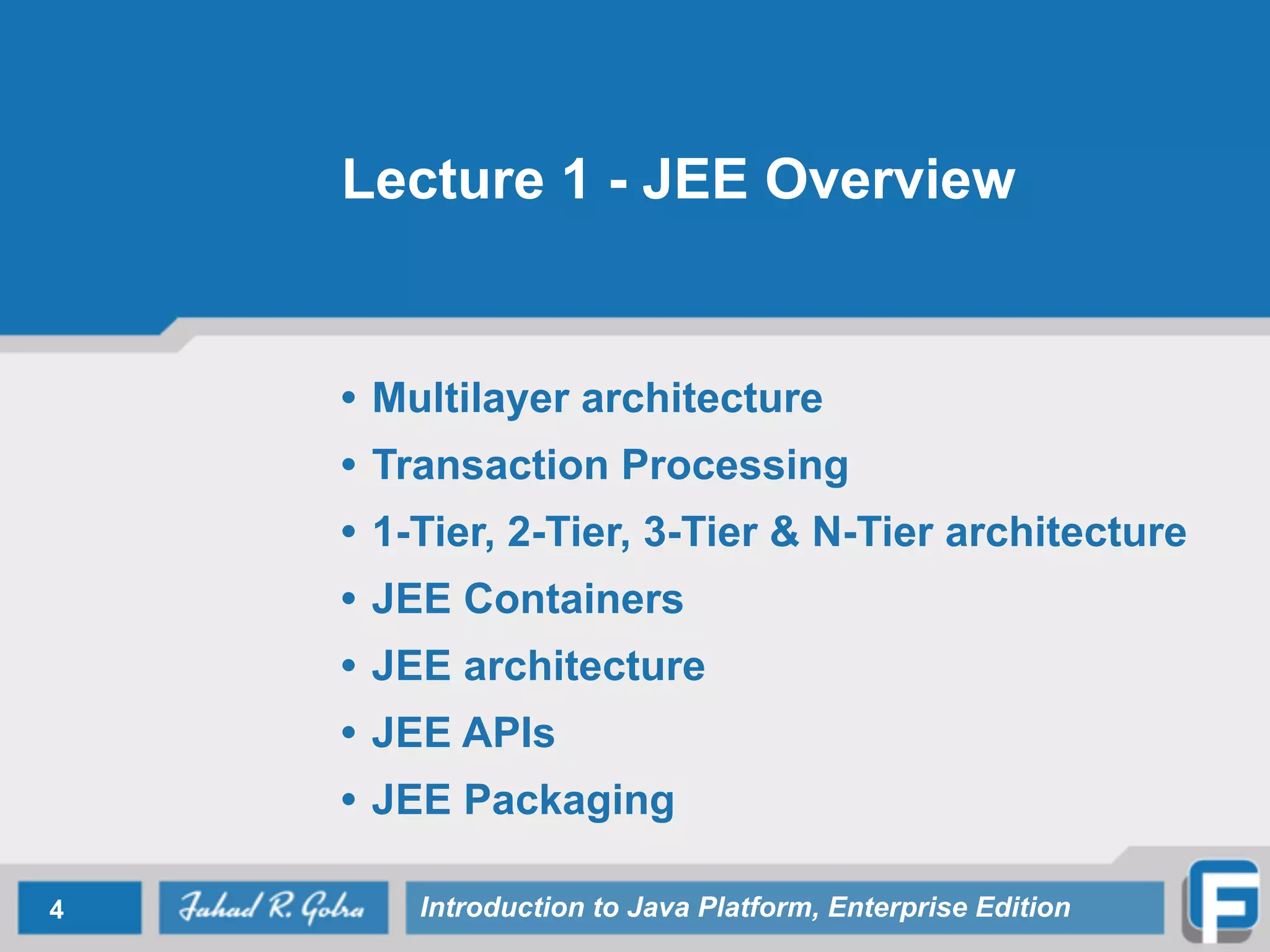 Lecture 1: Introduction to JEE | PDF
