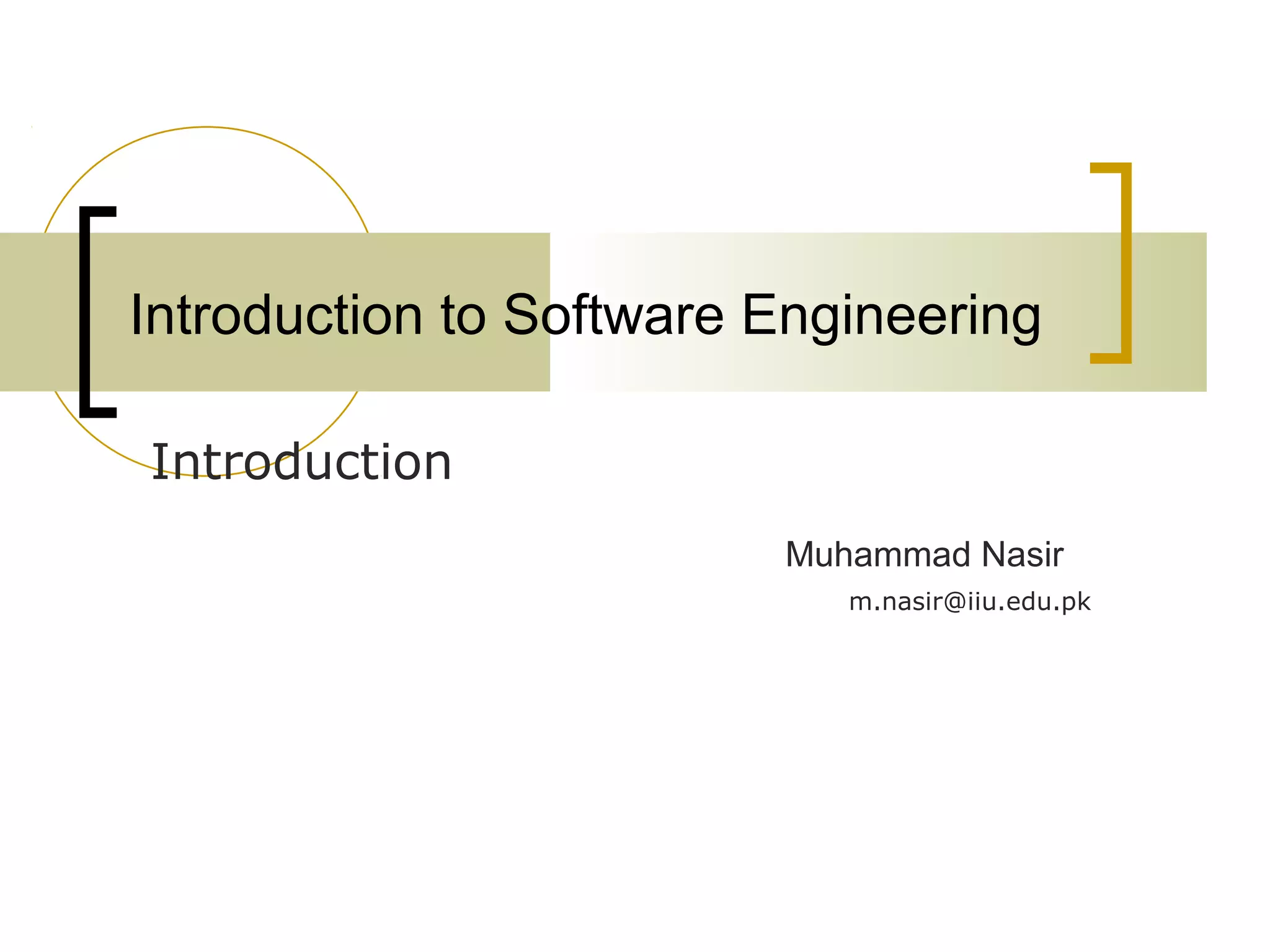 Lecture 1 introduction to software engineering 1 | PPT