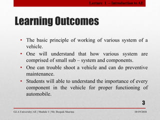 Lecture 1 introduction to automobile engineering | PPTX