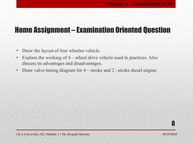 Lecture 1 introduction to automobile engineering | PPTX | Auto ...