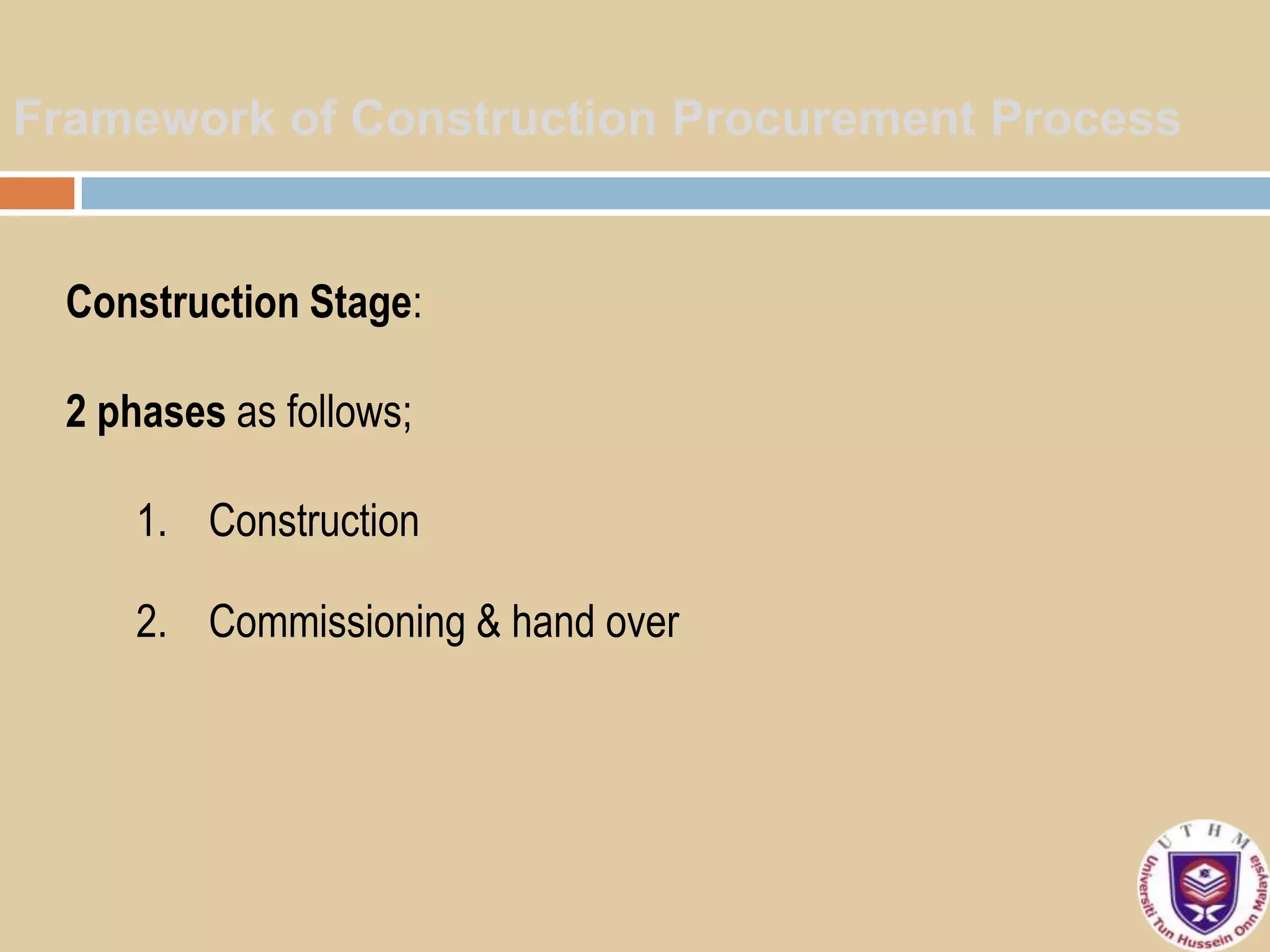 Lecture 1 introduction to construction procurement process. | PPT