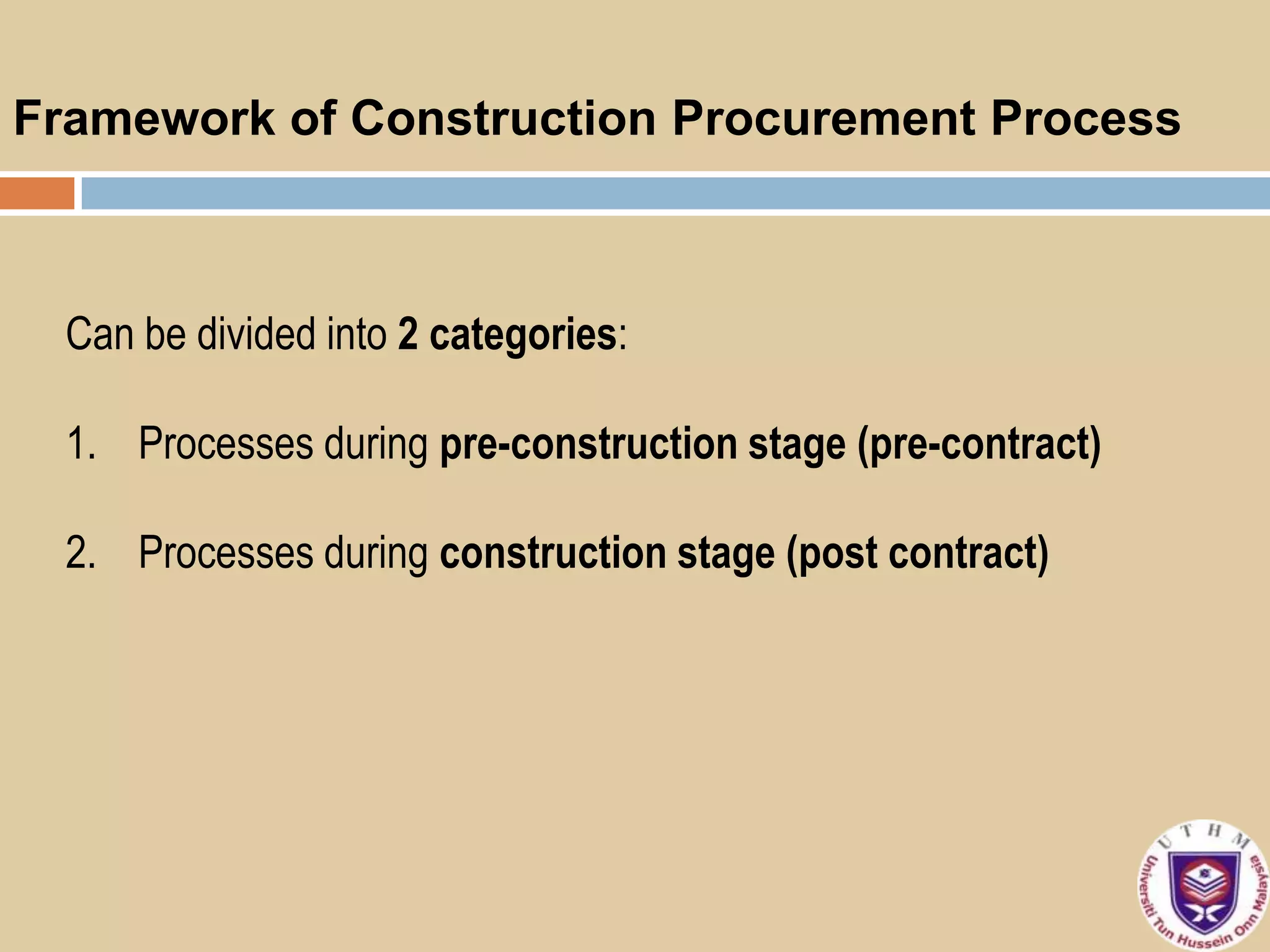 Lecture 1 introduction to construction procurement process. | PPT