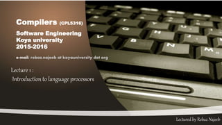 Lecture 1 introduction to language processors | PPT