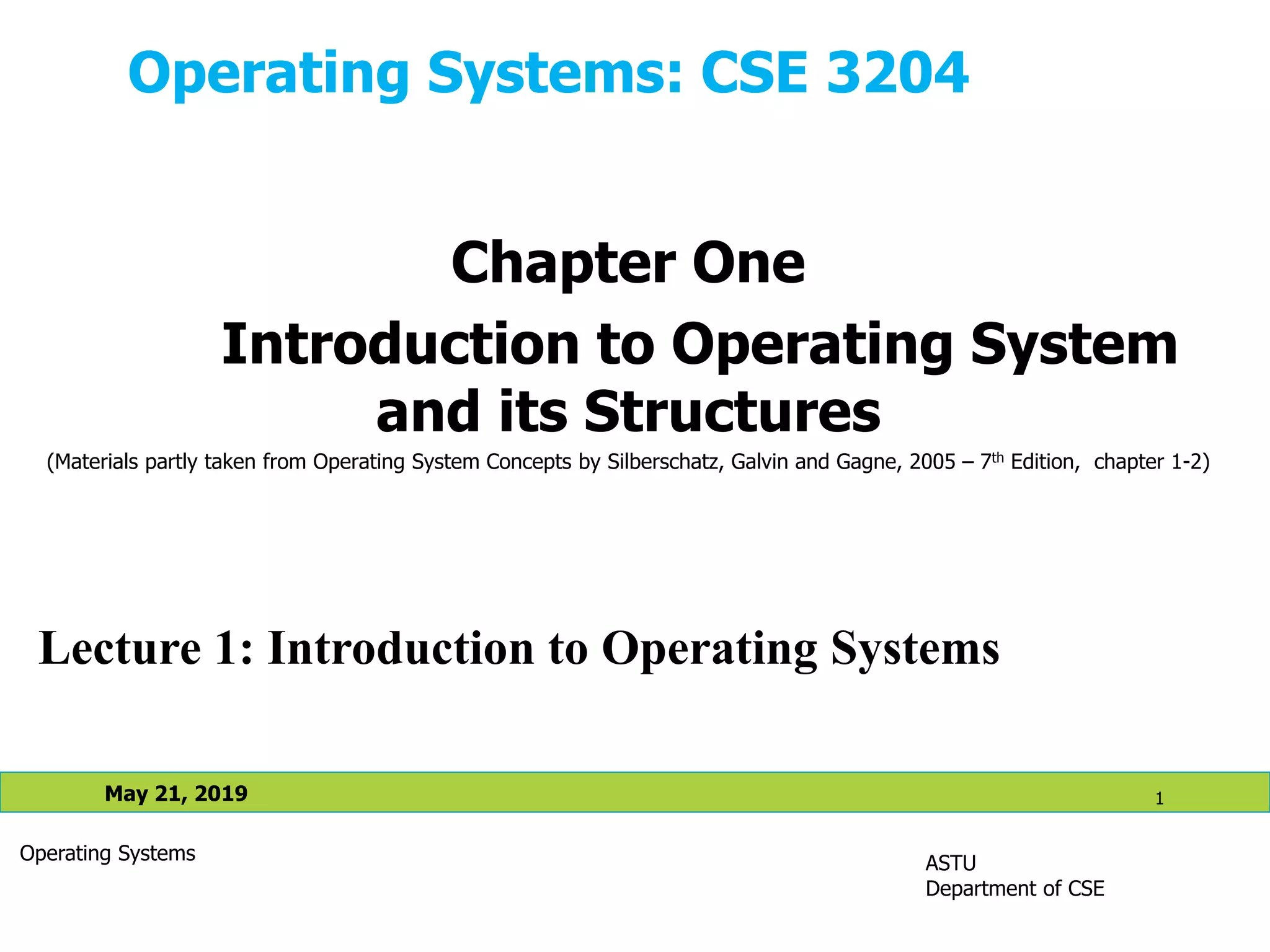 Lecture 1 Introduction To Operating Systems Pdf