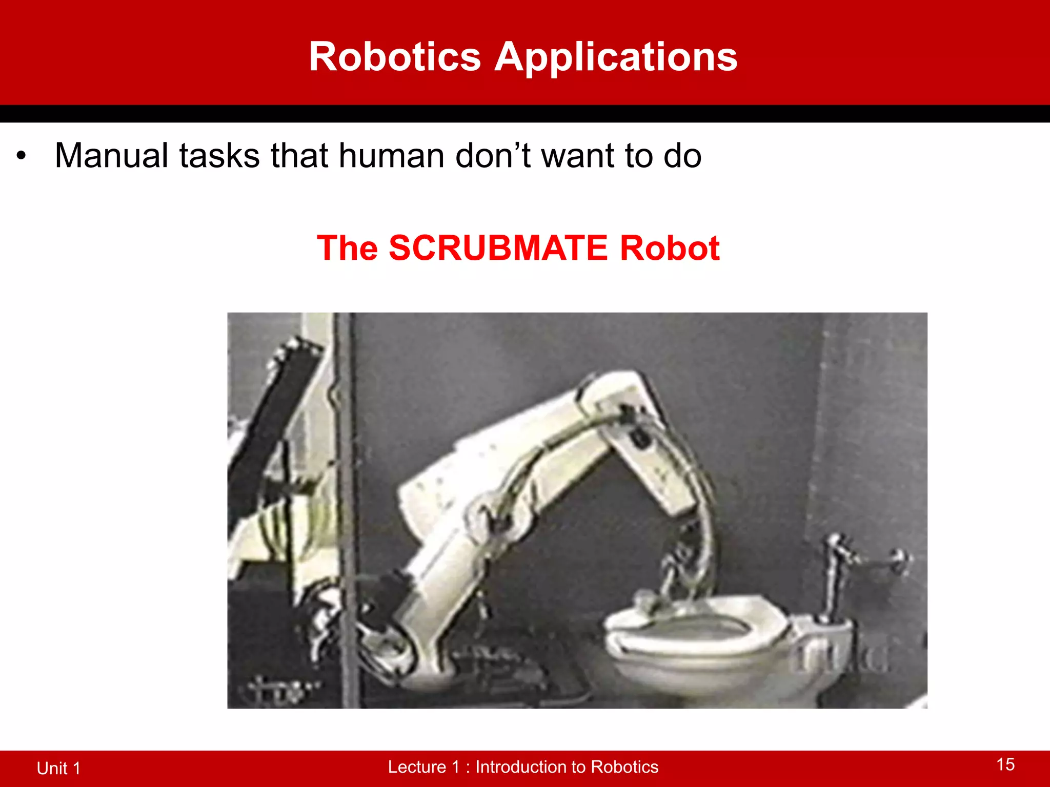 Lecture 1 Introduction To Roboticspptx Robotics Technology