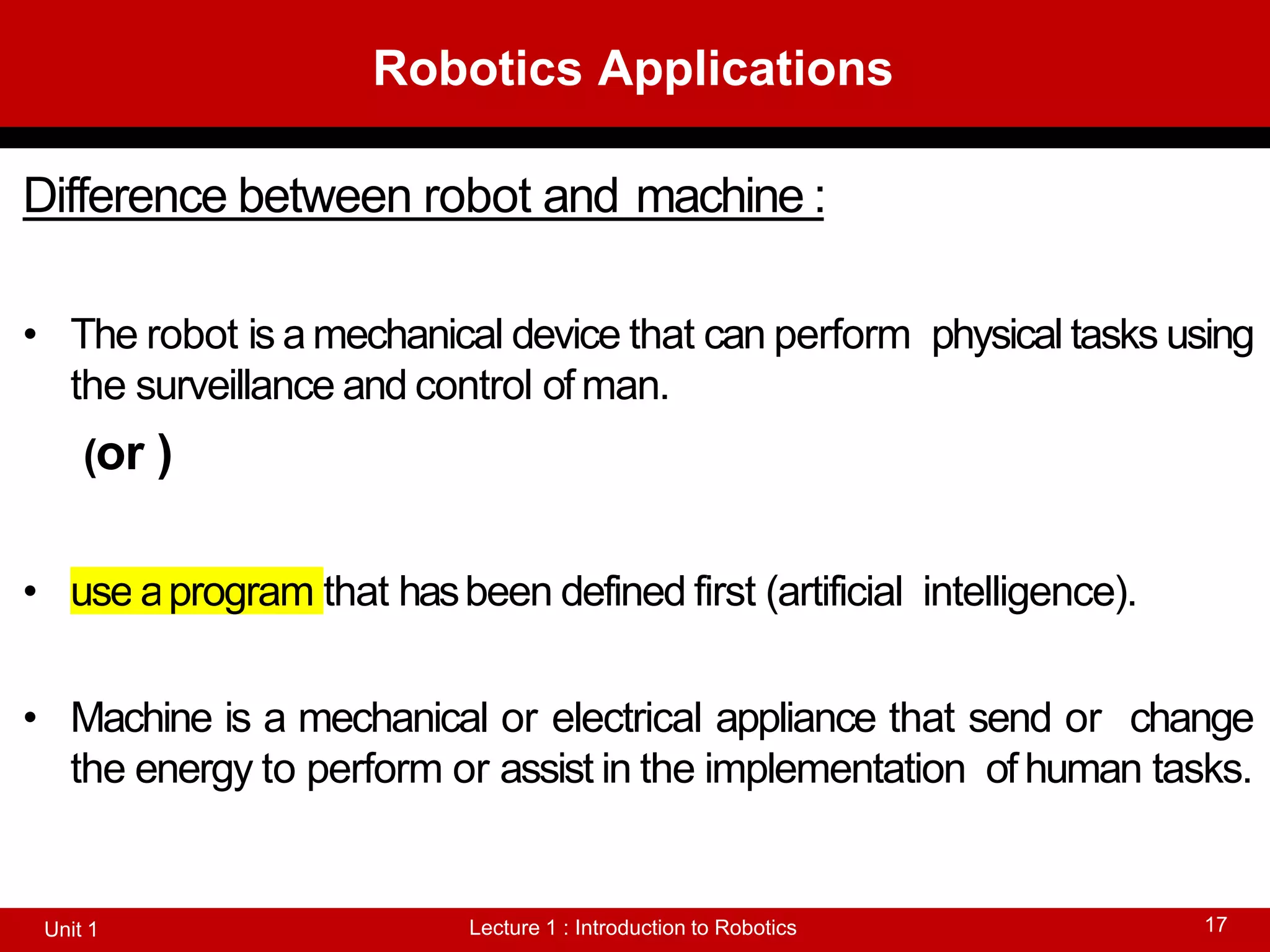 Lecture 1 Introduction To Roboticspptx Robotics Technology 3773