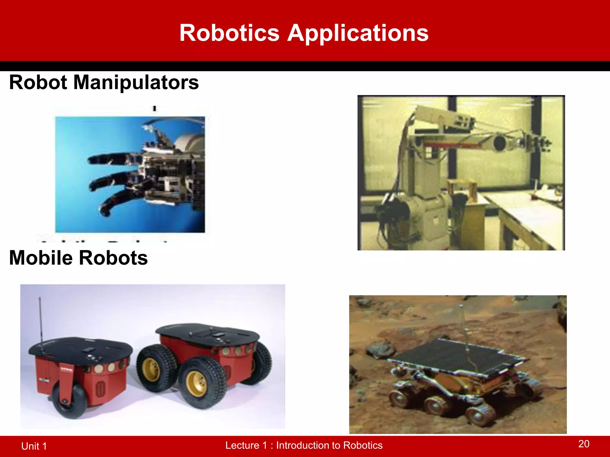 Lecture 1 Introduction To Roboticspptx Robotics Technology And Computing