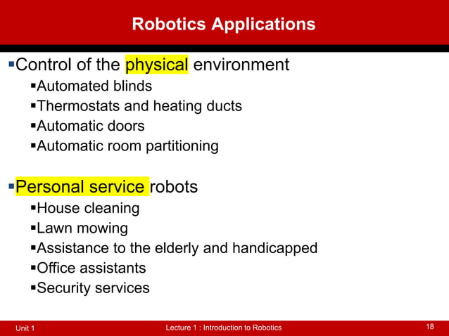 Lecture 1 - Introduction to Robotics.pptx | Robotics | Technology & Computing