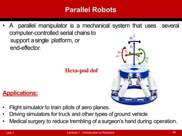 Lecture 1 - Introduction to Robotics.pptx | Robotics | Technology & Computing