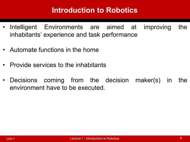 Lecture 1 - Introduction to Robotics.pptx | Robotics | Technology & Computing