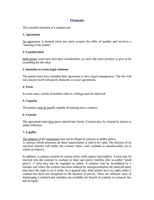 Lecture 1 introduction to the law of contract | DOCX