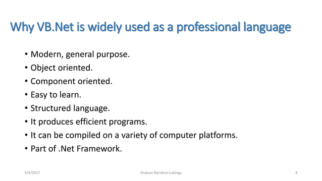 Lecture 1 introduction to vb.net | Programming Languages | Computing