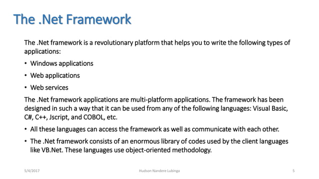 Lecture 1 introduction to vb.net | Programming Languages | Computing