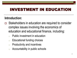 Lecture 1 investment in education | PPTX
