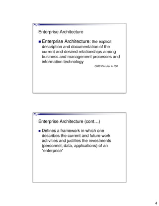 Lecture1 IS353-Enterprise Architecture(EA-concepts) | PDF