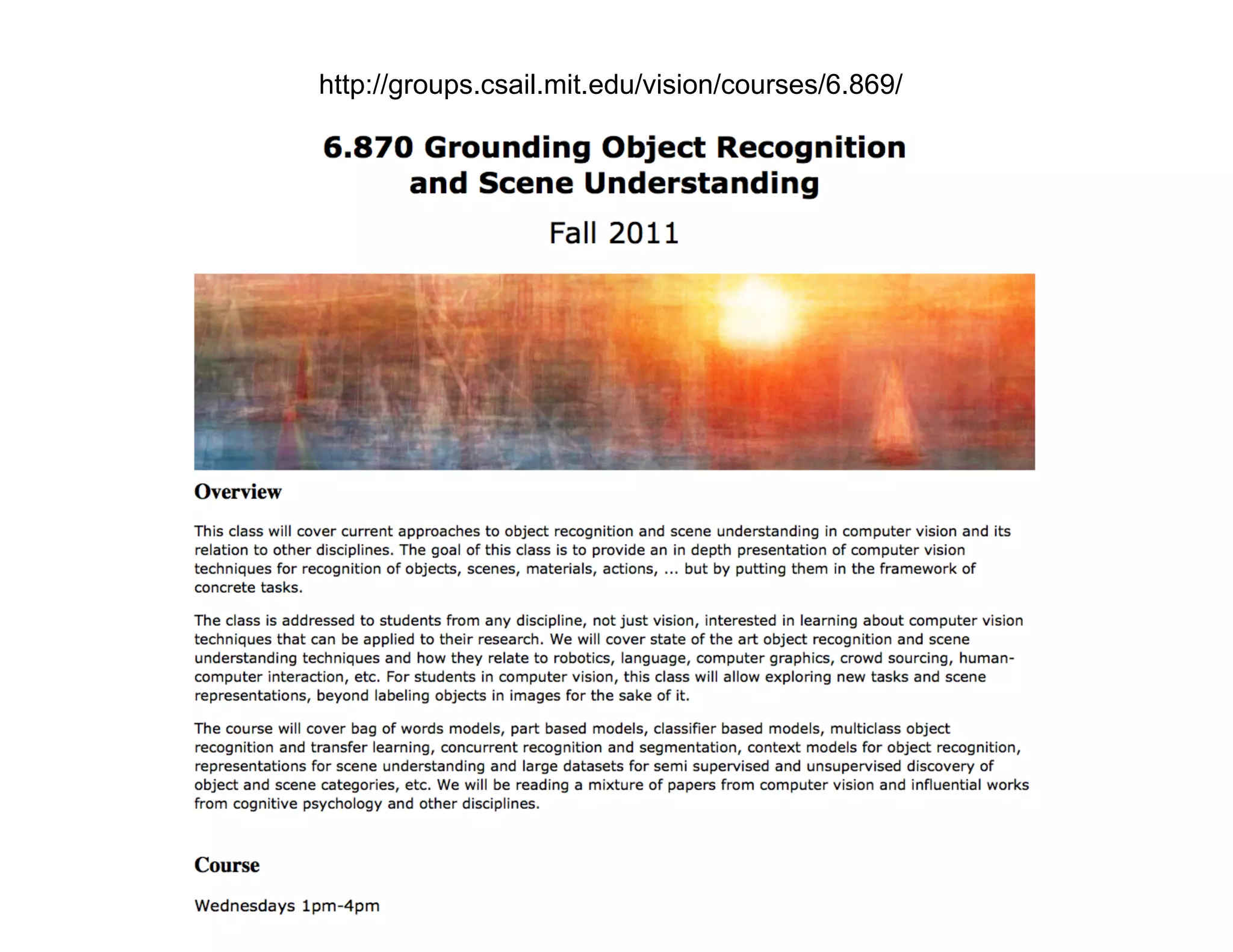 Mit6870 Grounding Object Recognition And Scene Understanding Lecture 1 Pdf