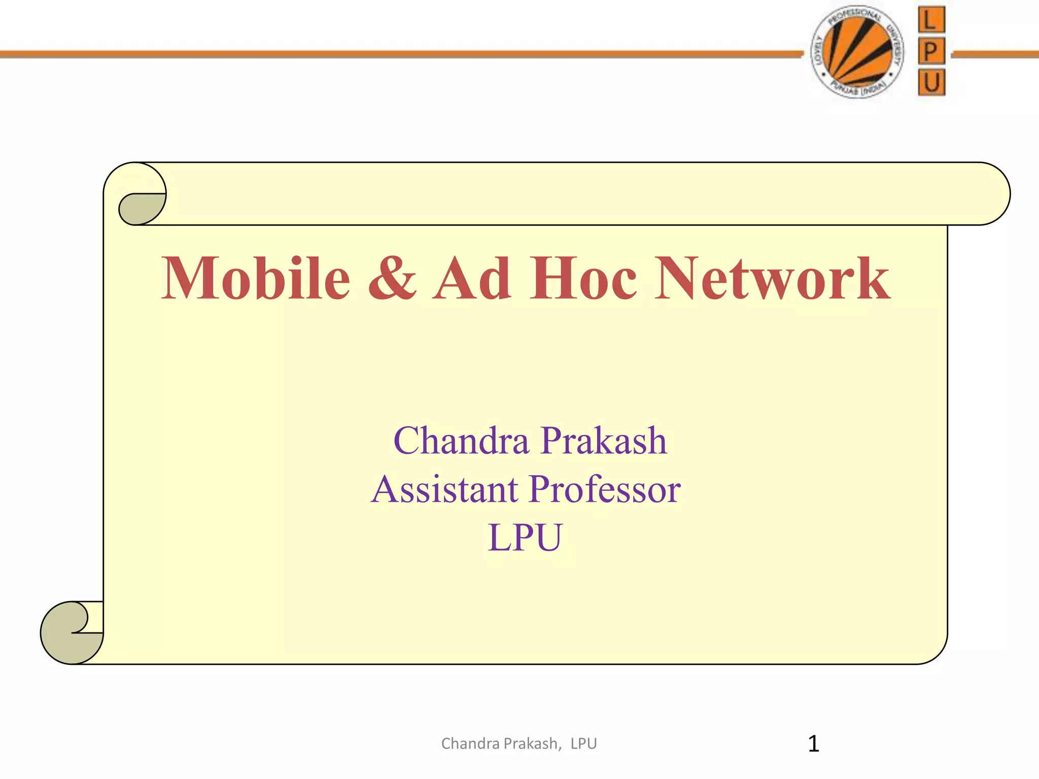 Lecture 1 Mobile And Adhoc Network Introduction Ppt