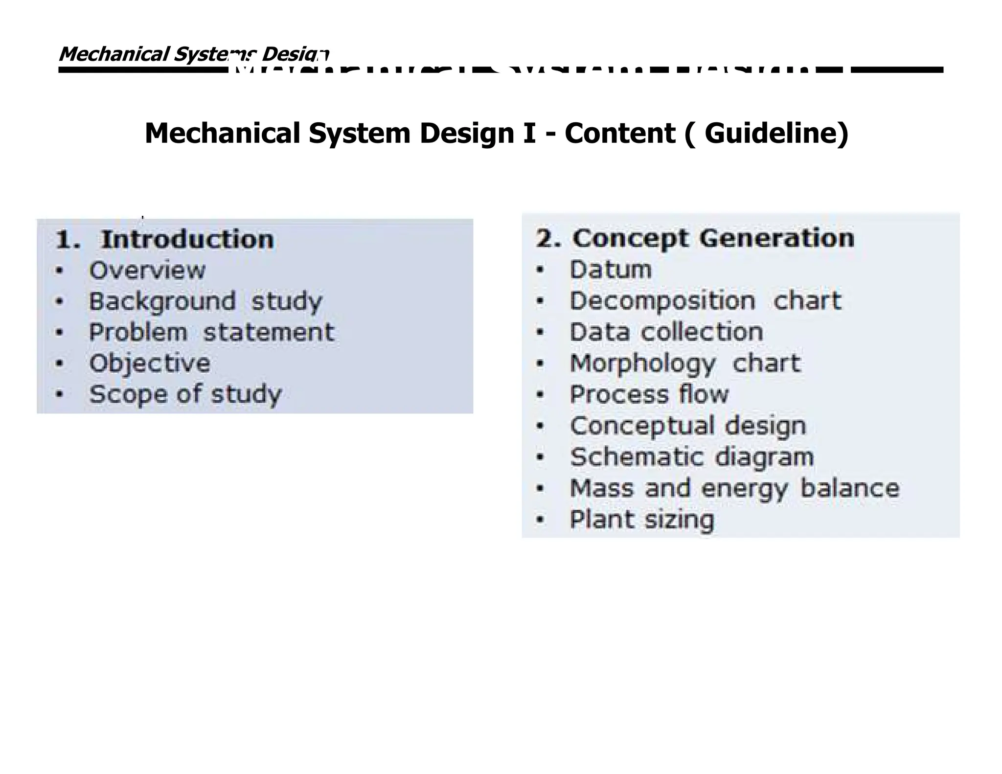 Lecture 1 - Mechanical Systems Design course description.pdf | Civil Engineering Industry ...