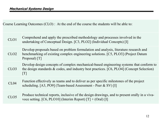 Lecture 1 - Mechanical Systems Design course description.pdf | Civil Engineering Industry ...
