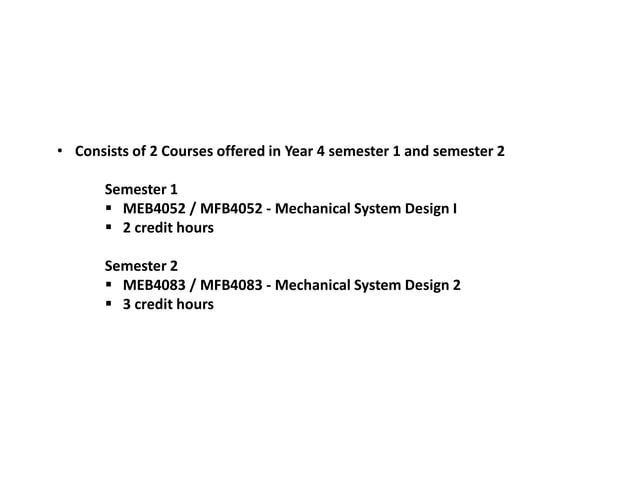 Lecture 1 - Mechanical Systems Design course description.pdf | Civil ...