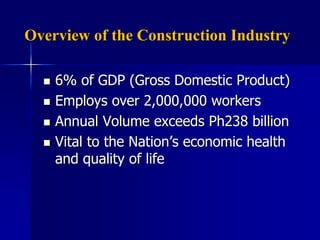 Lecture 1 overview of the construction industry | PPTX