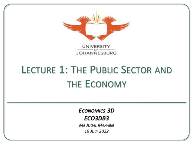 Lecture 1 - Public Sector and the Economy.pdf | Government Support and ...