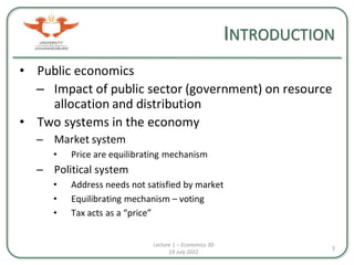Lecture 1 - Public Sector and the Economy.pdf | Government Support and ...