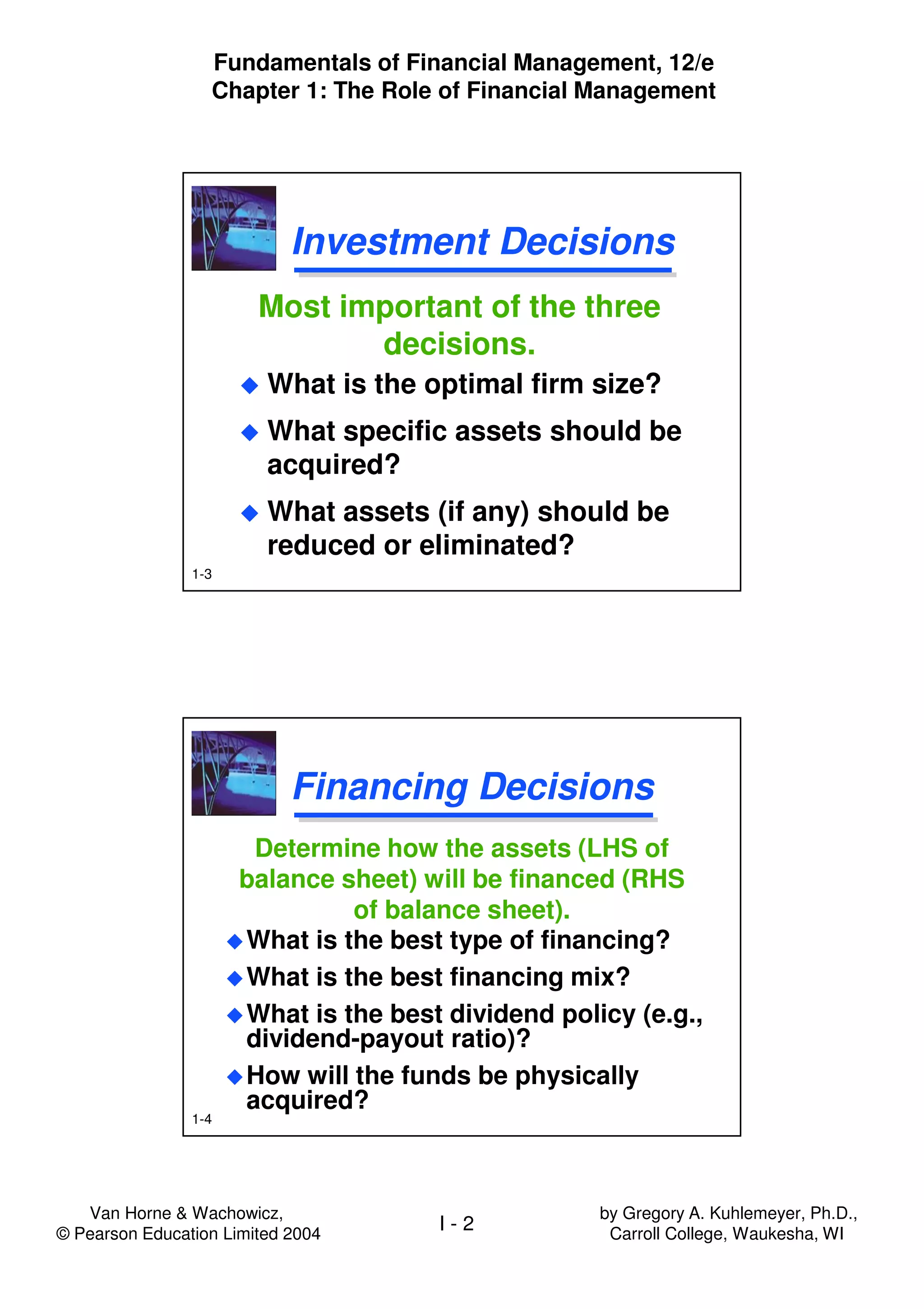 Role of financial management | PDF