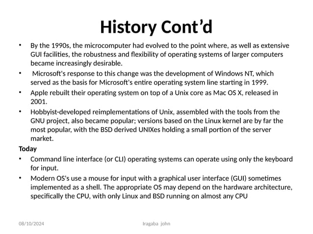 Lecture 1 - Windows operating system concepts.pptx | Operating Systems | Computer Software and ...