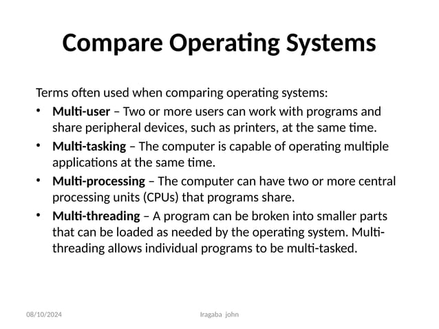 Lecture 1 - Windows operating system concepts.pptx | Operating Systems | Computer Software and ...