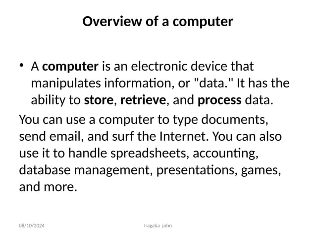 Lecture 1 - Windows operating system concepts.pptx | Operating Systems | Computer Software and ...