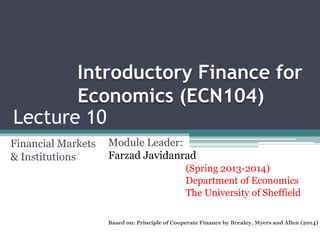 Introductory Finance for Economics (Lecture 10) | PDF