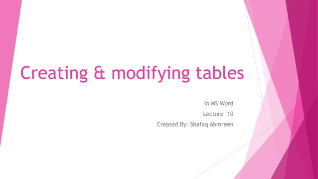 creating & modifying tables | PPTX creating & modifying tables | PPTX