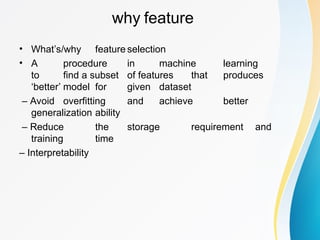 feature selection slides share and types of features selection | PPT