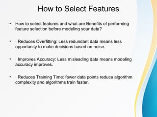feature selection slides share and types of features selection | PPT