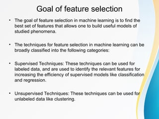 feature selection slides share and types of features selection | PPT