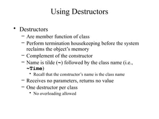 Classes and objects constructor and destructor | PPT