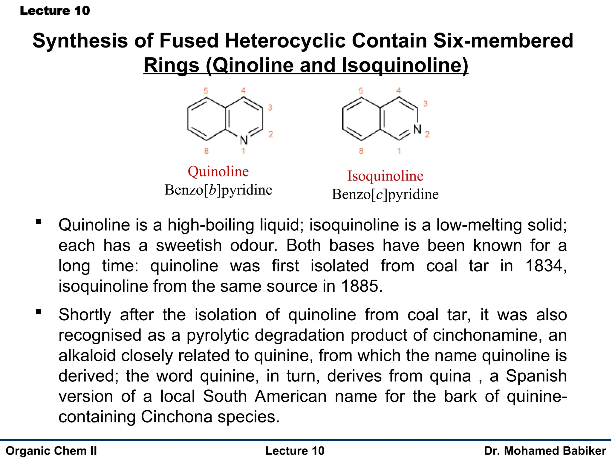 Lecture 10. Synthesis of Fused Heterocyclic Contain Six-membered.ppt