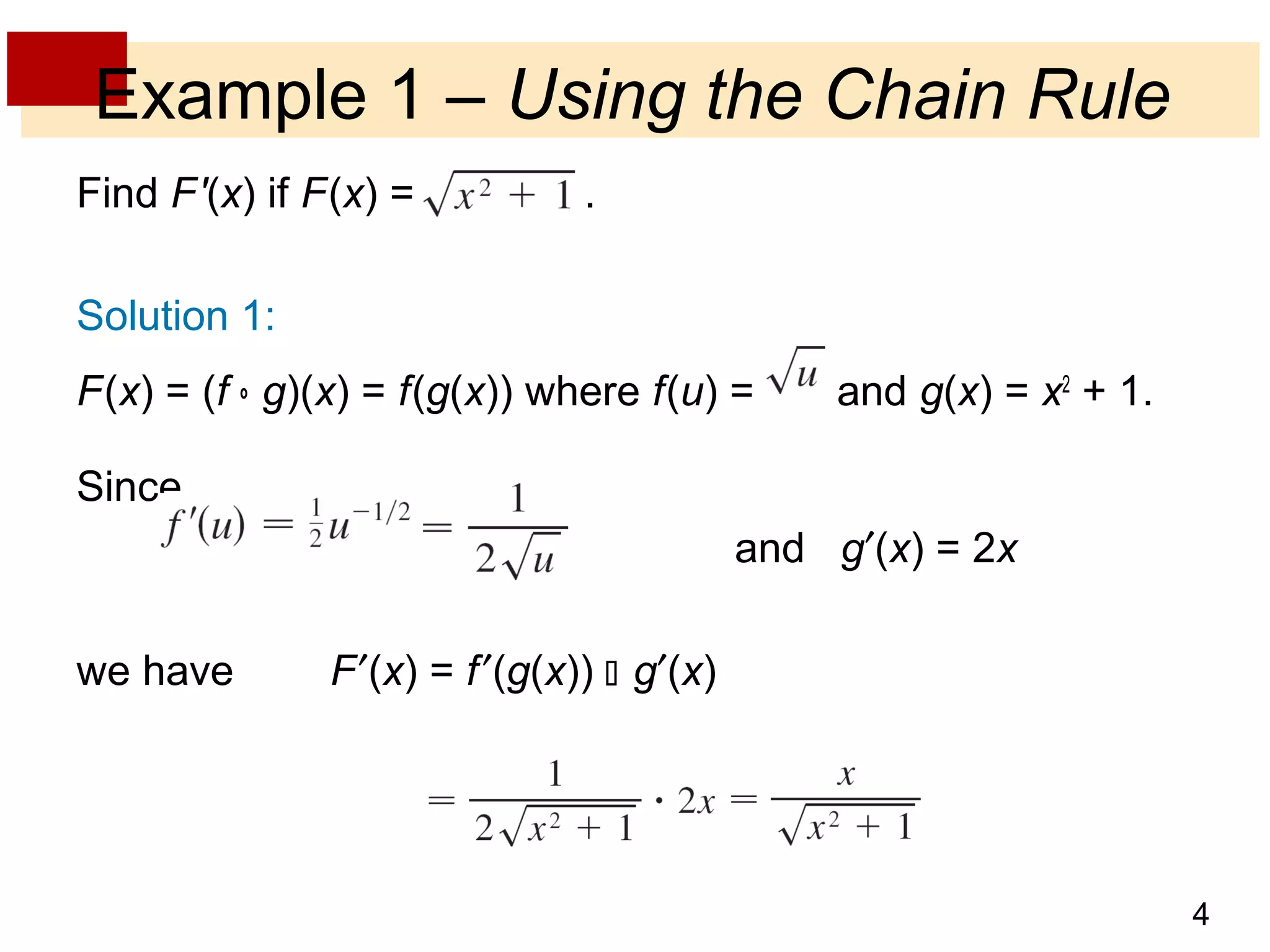 Lecture 10 chain rule - section 3.4 | PPT