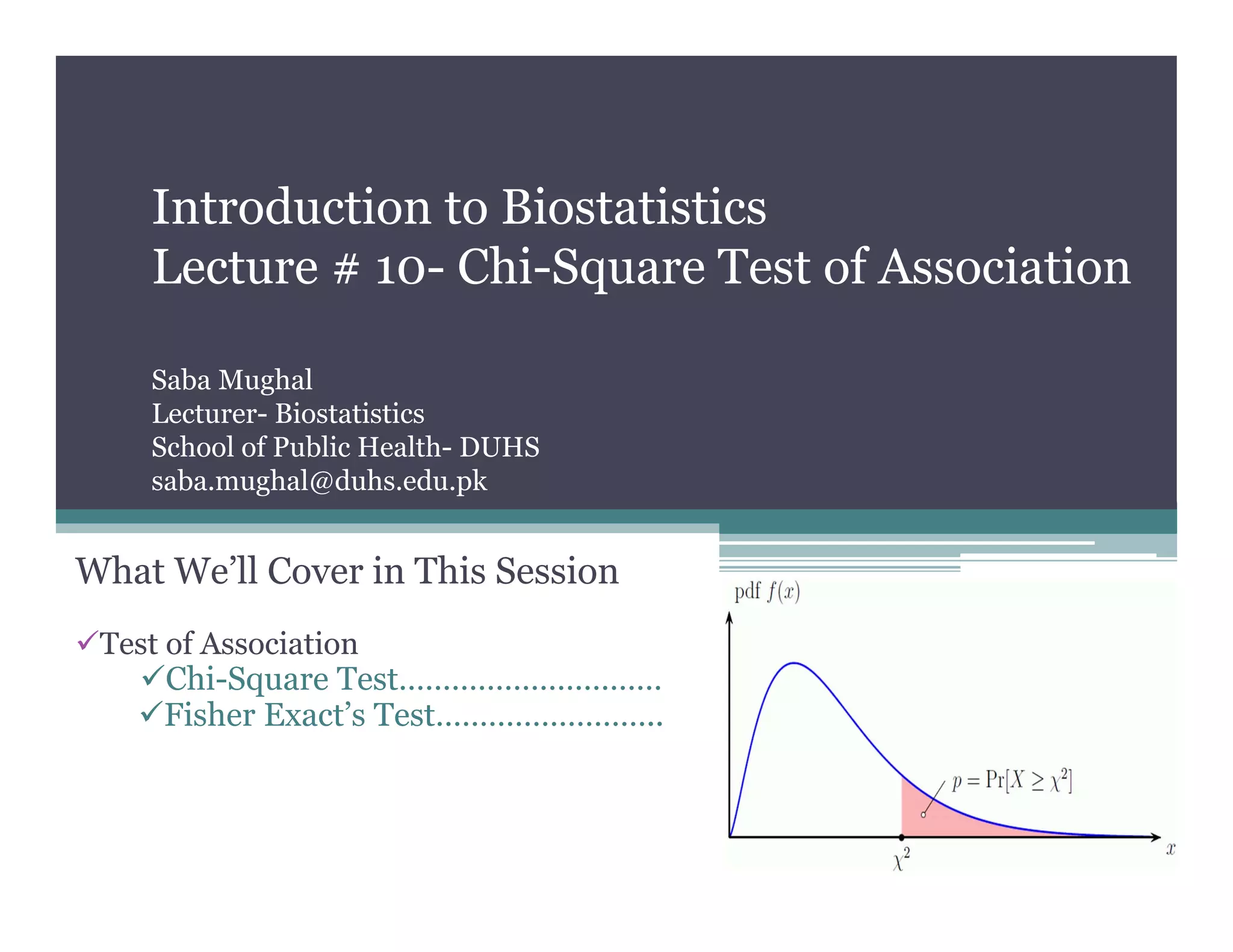 Lecture # 10 chi-square test of association | PDF