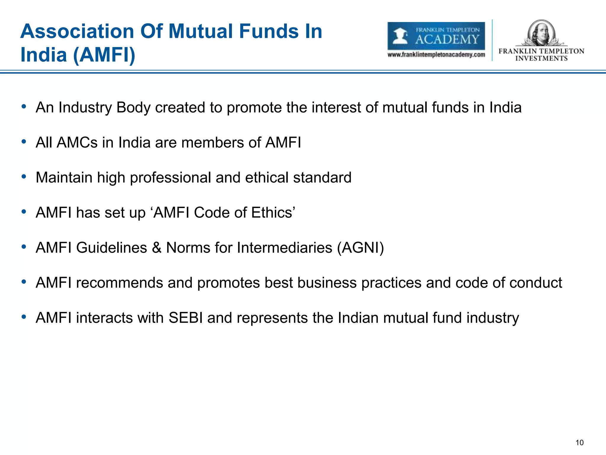 Introduction to Mutual Funds - Benefits and Regulatory Structure | PPTX