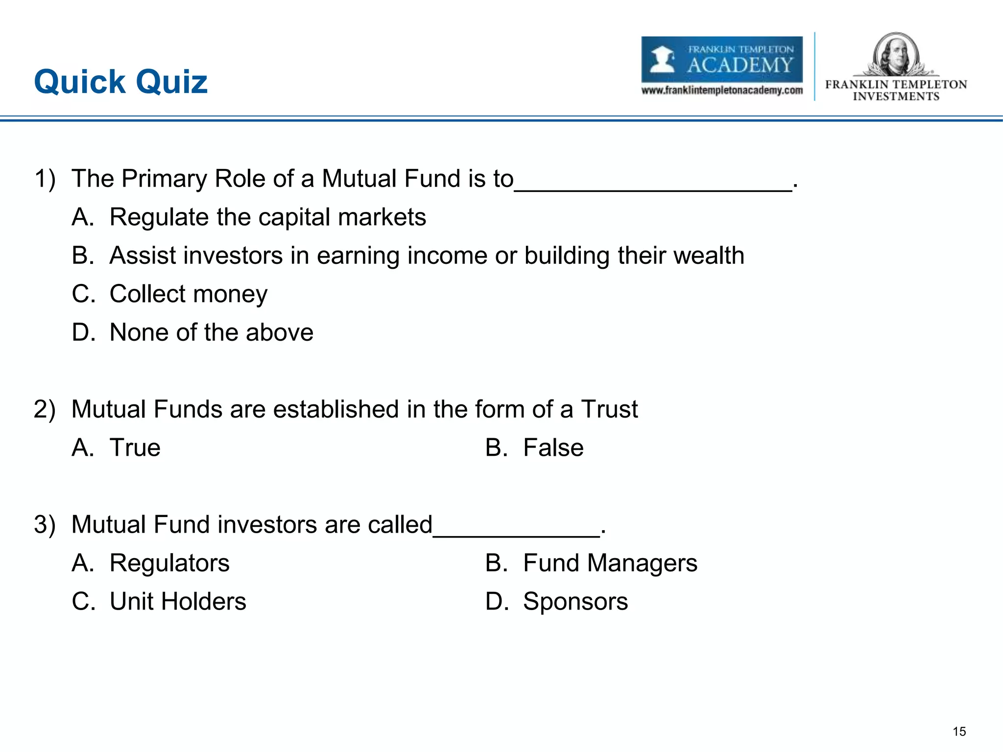 Introduction to Mutual Funds - Benefits and Regulatory Structure | PPTX