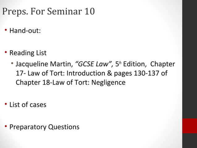 Lecture 10 law of tort | PPT | Injuries | Diseases and Conditions