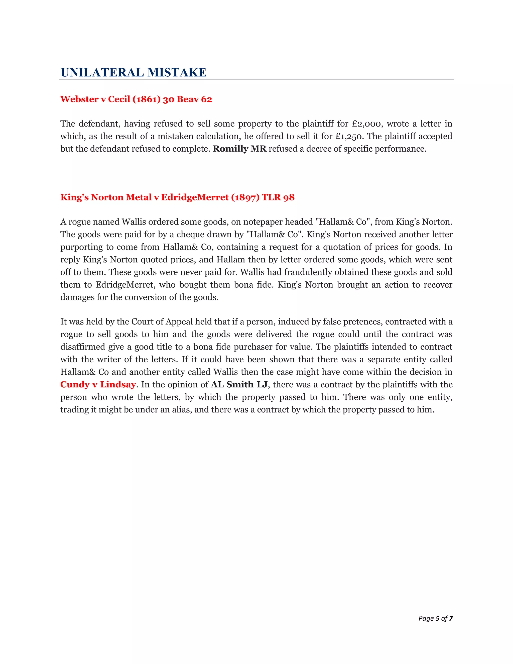 Lecture 10 mistake - cases | DOCX